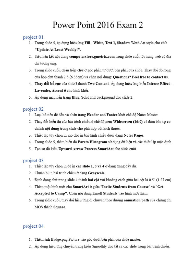 Power Point 2016 EXAM 2 | PDF