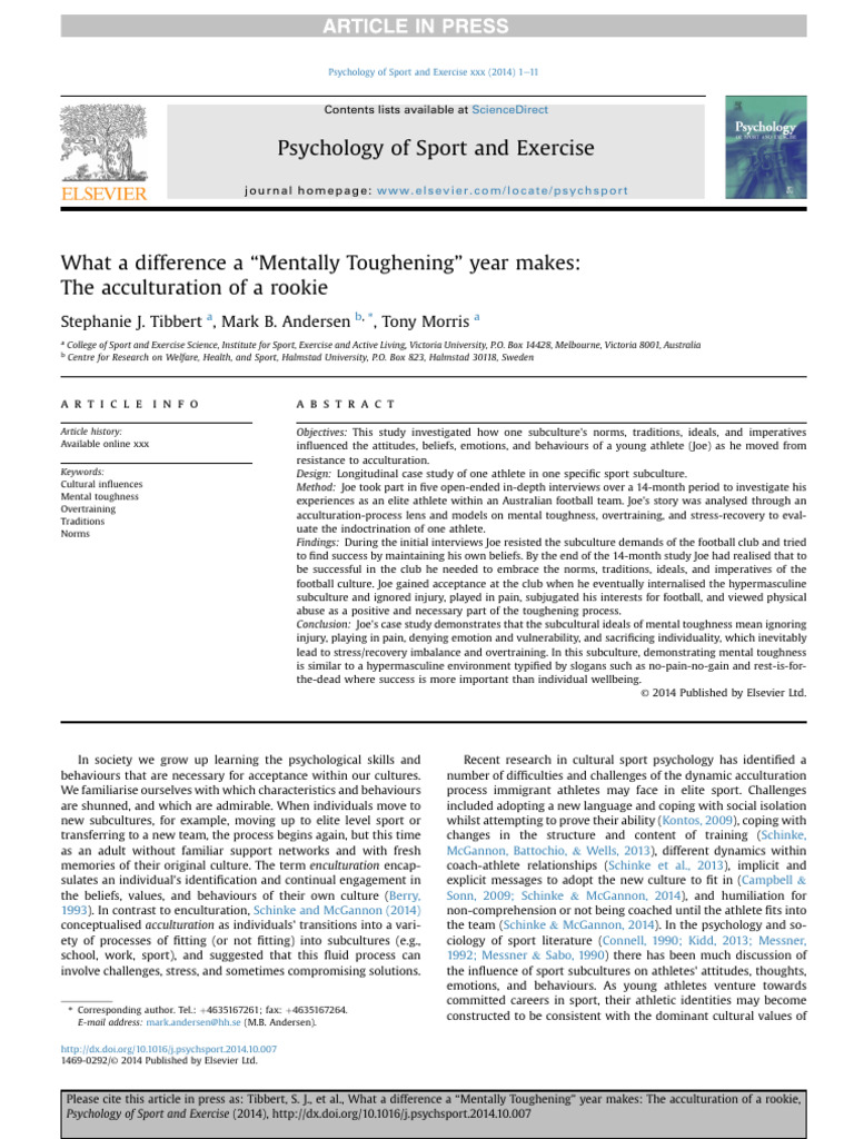 Mental Toughness in Aussie Football | PDF | Qualitative Research ...