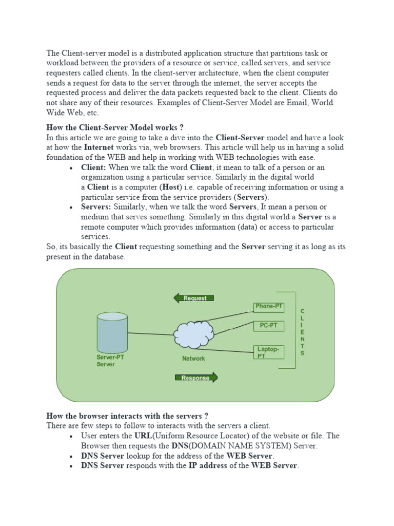 Understanding the Client-Server Model | PDF | Client–Server Model ...