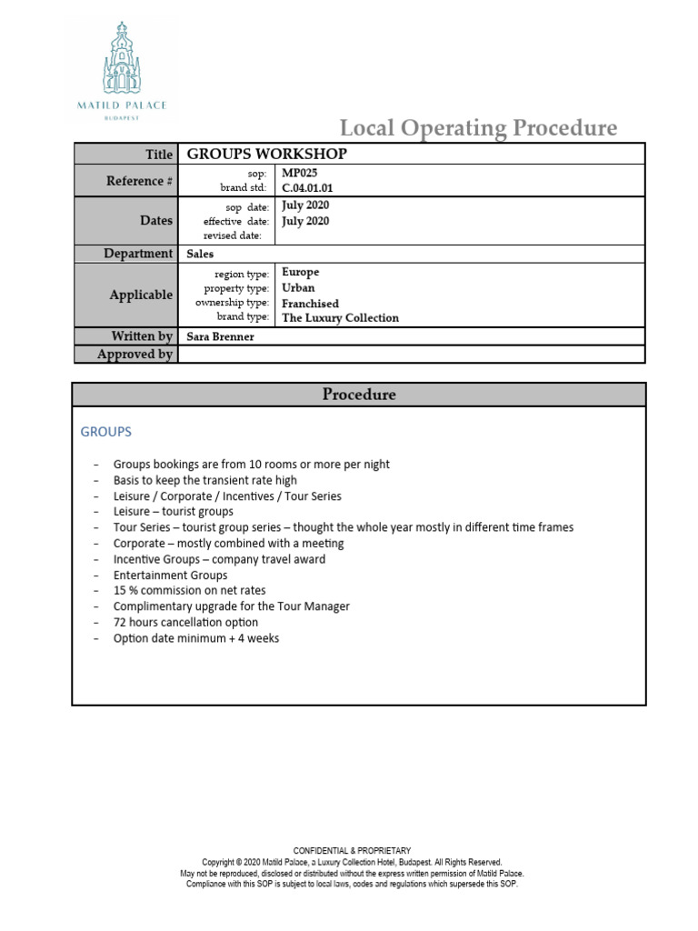 Sales - 025 - Groups Workshop | PDF | Marriott International | Request ...