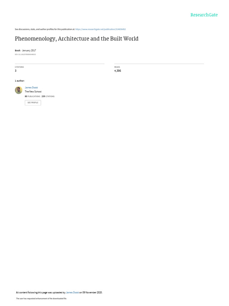 Phenomenology Architectureandthe Built World Introduction | PDF ...