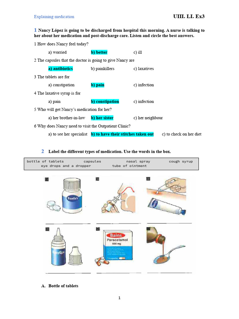 UIII. LI. Ex3 Explaining Medication | PDF | Pharmacy | Health Care