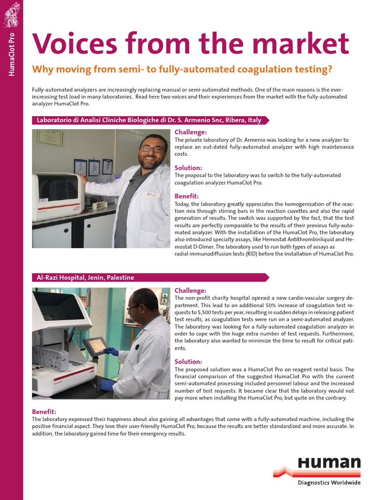 Automated Coagulation Testing with HumaClot Pro | PDF | Automation