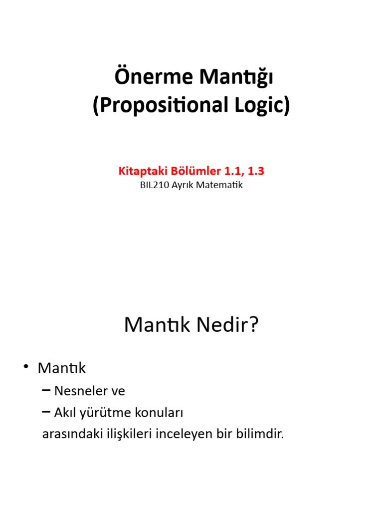 Hafta01 Onerme Mantigi | PDF