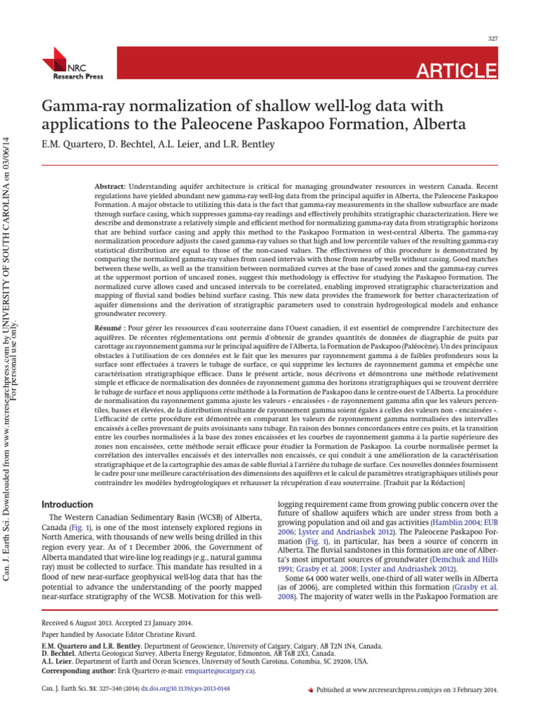 Gamma Ray Normalization of Shallow Well | PDF | Aquifer | Earth Sciences