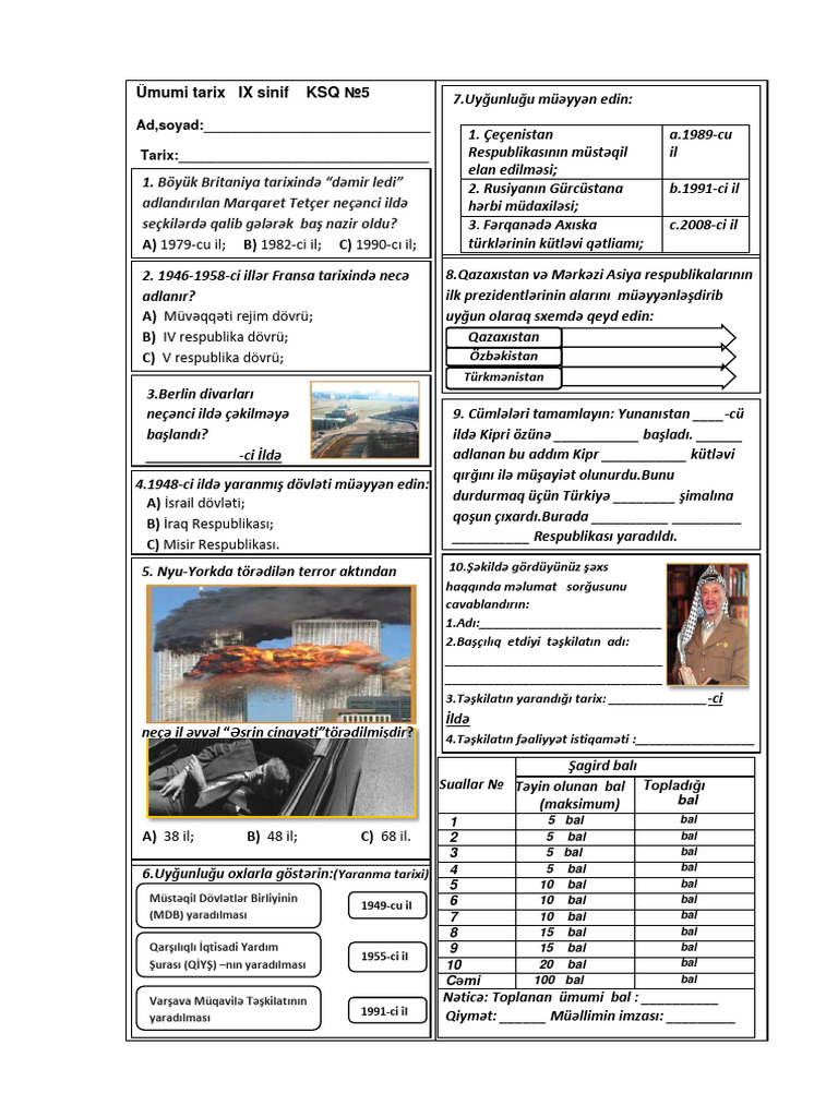Umum Tarix Ix Sinif KSQ 5 | PDF