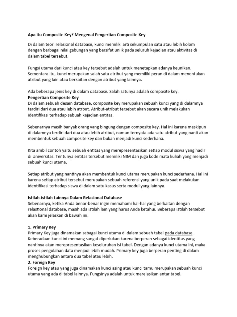 Jenis2 Key Dalam Database | PDF