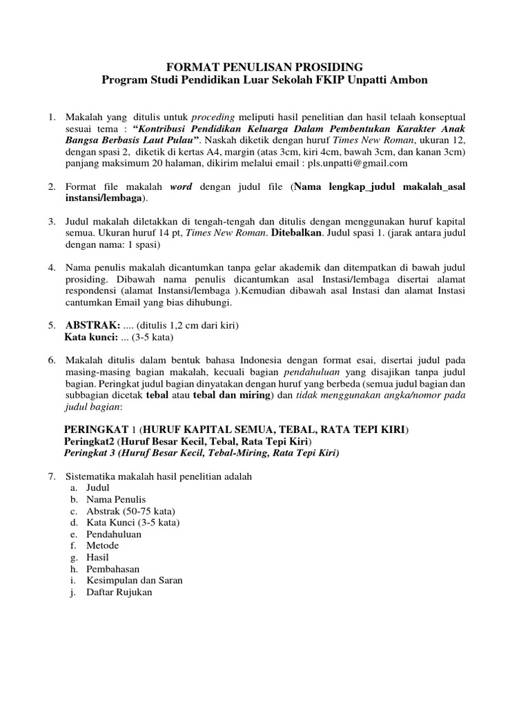 Format Penulisan Prosiding | PDF | Seni & Disiplin Bahasa | Kajian ...