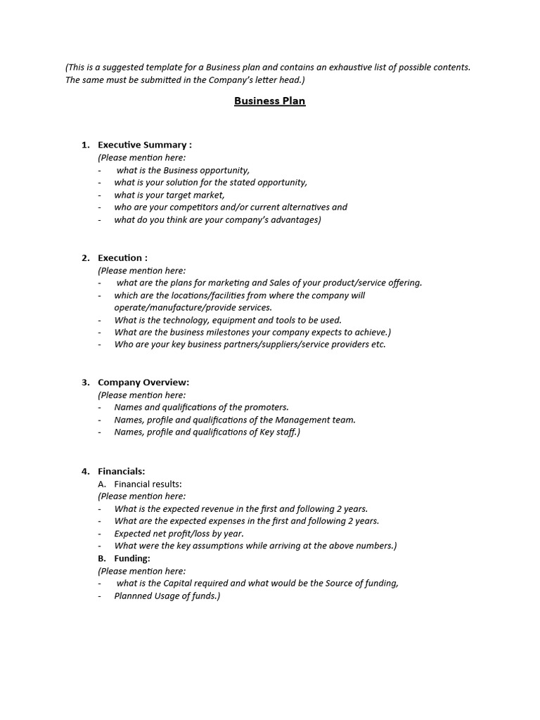 RAKEZ - Business Plan Template | PDF