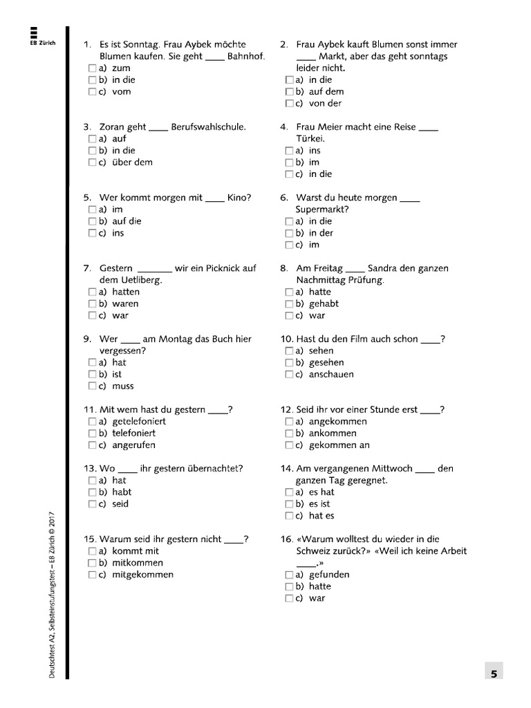 Deutschtest A2 | PDF