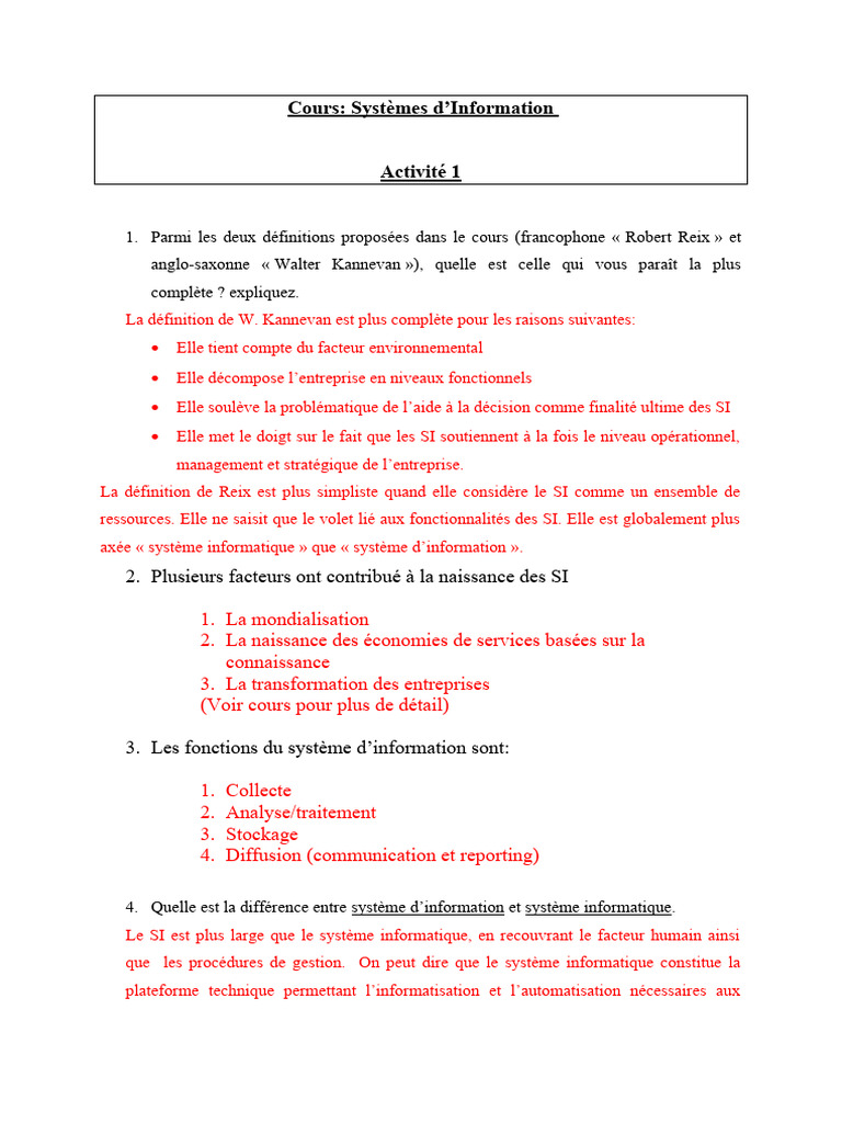 Comprendre les Systèmes d'Information | PDF | Système d'information ...