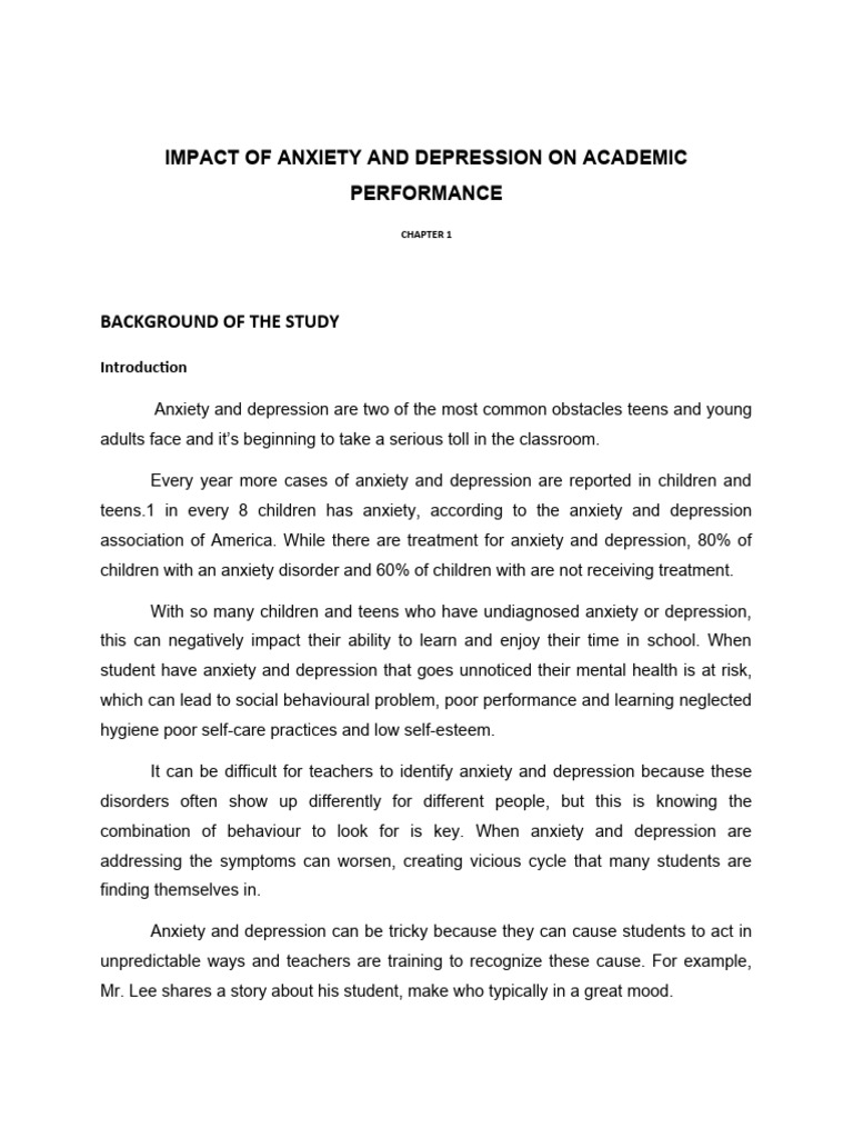 Group - 7 Chapter 1 (New) | PDF | Major Depressive Disorder | Anxiety Disorder