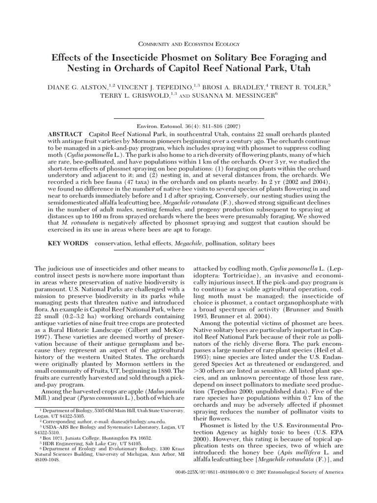 Effects of The Insecticide Phosmet On So | PDF | Honey Bee | Bees