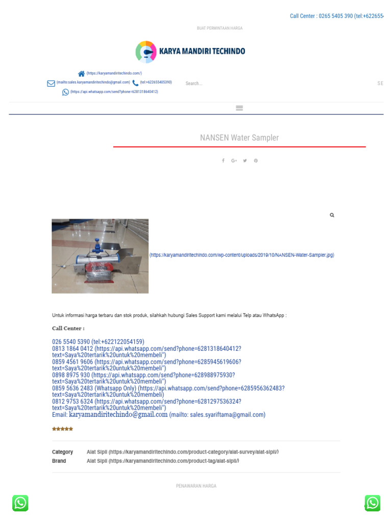 NANSEN Water Sampler Indonesia | PDF