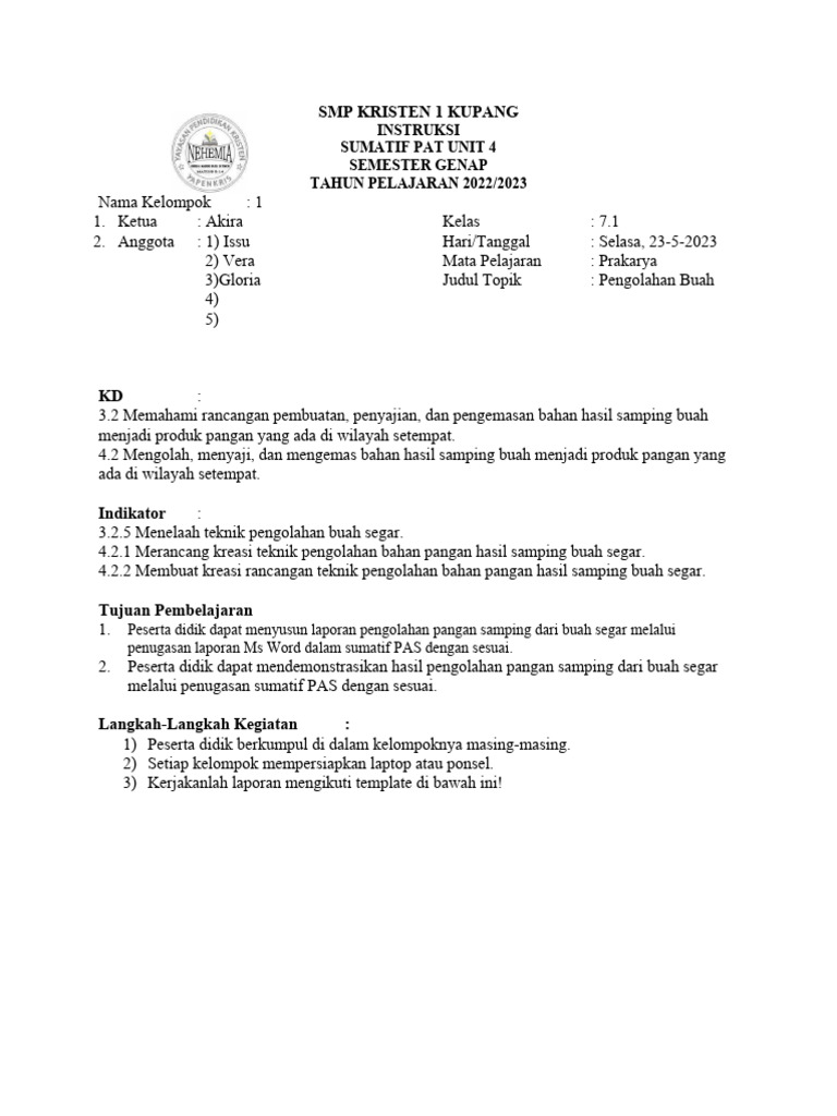 Akira Bernard Gunawan Wirjoatmodjo - LKPD SUMATIF PAT PRAKARYA-IT 7 | PDF