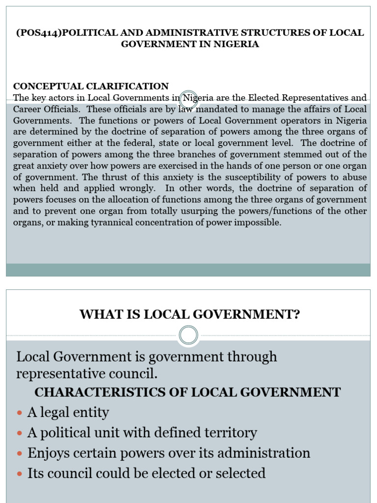 Characteristics of Local Government in Nigeria | PDF | Government ...