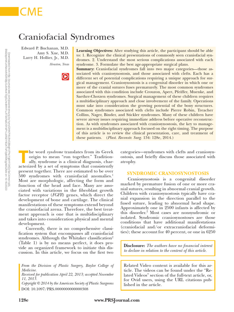 Craniofacial Syndromes | PDF | Hand | Diseases And Disorders