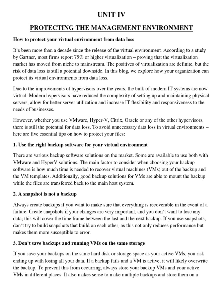 UNIT IV Virtual Environment BCME 802 | PDF | Virtual Machine | Virtualization