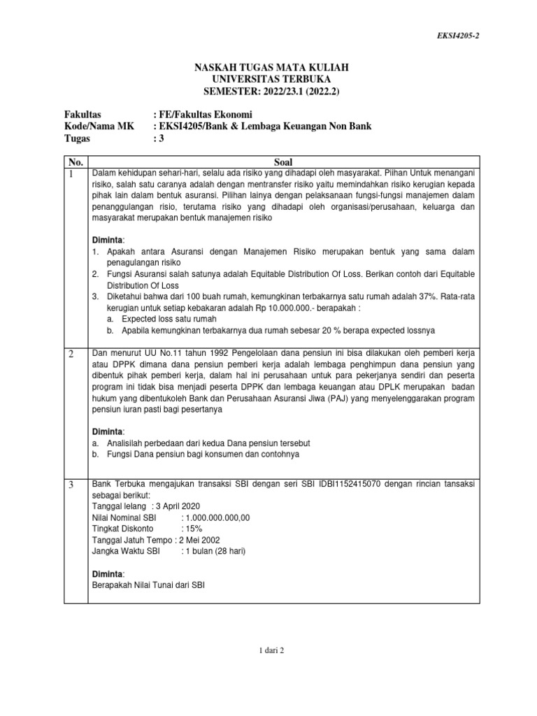 Soal Eksi4205 tmk3 2 | PDF