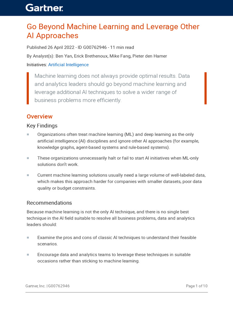 Gartner - Go - Beyond - Machine - Learning - and - Leverage - Other ... Gartner - Go - Beyond - Machine - Learning - and - Leverage - Other ...