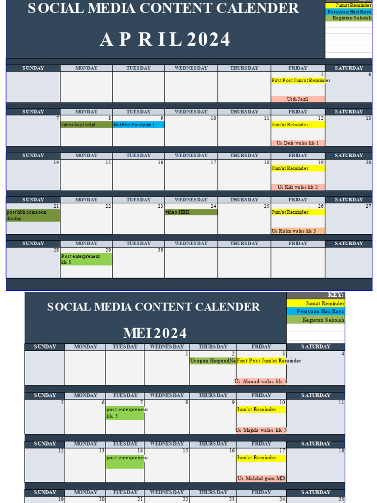 Social Media Content Calendar 2024 | PDF