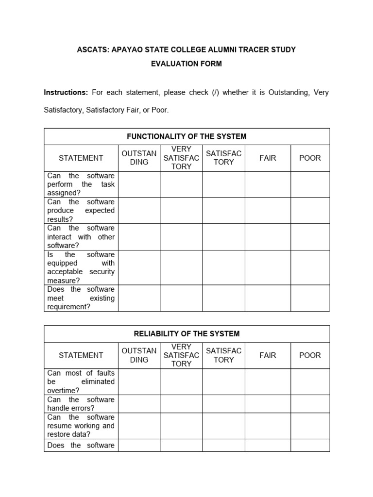 Evaluation Form | PDF | Reliability Engineering | Software