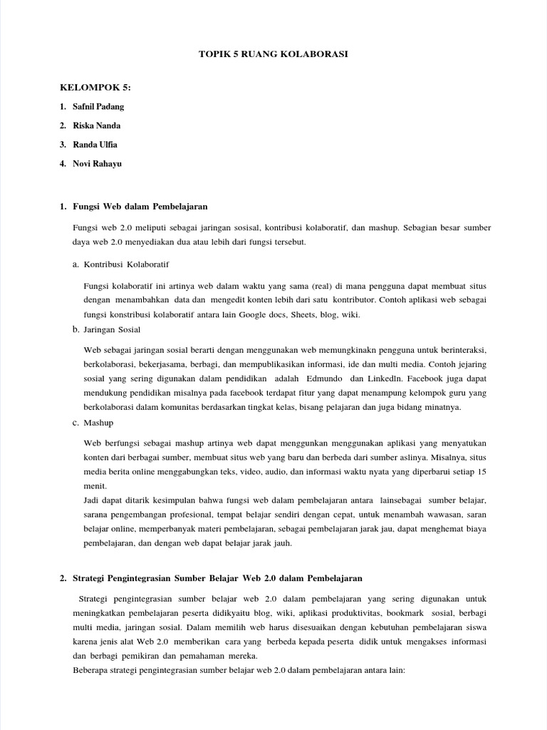 Ruang Kolaborasi Topik 5 - TBPP - Kelompok 5 | PDF