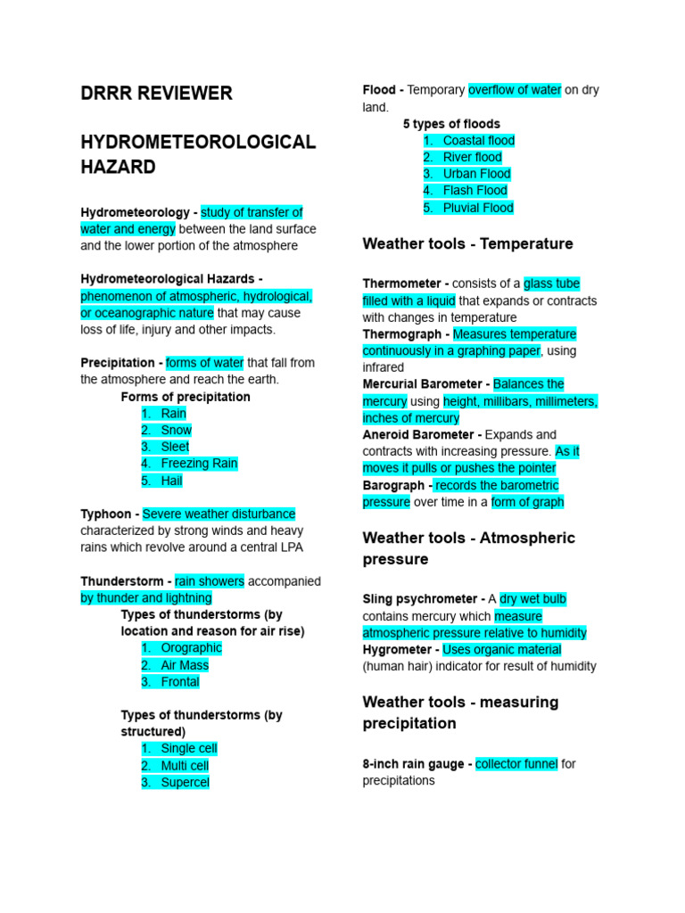 DRRR Reviewer 1 | Download Free PDF | Landslide | Erosion