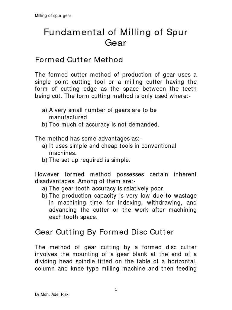 2-2 Fundamental of Spur Gear Milling | PDF | Gear | Machining