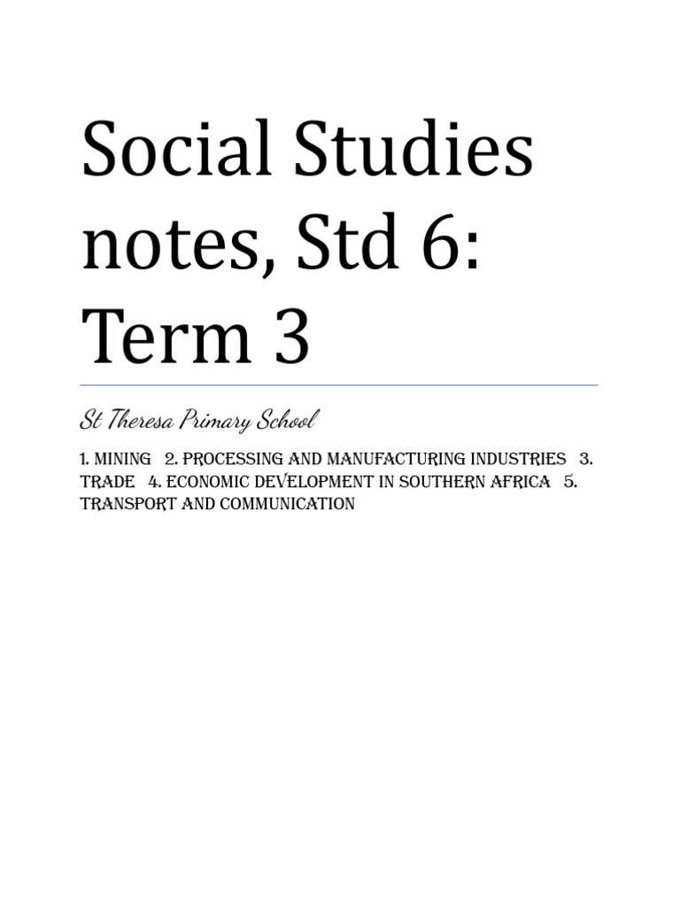 Term 3 Social Studies for Std 6 | PDF | Agriculture | Mining