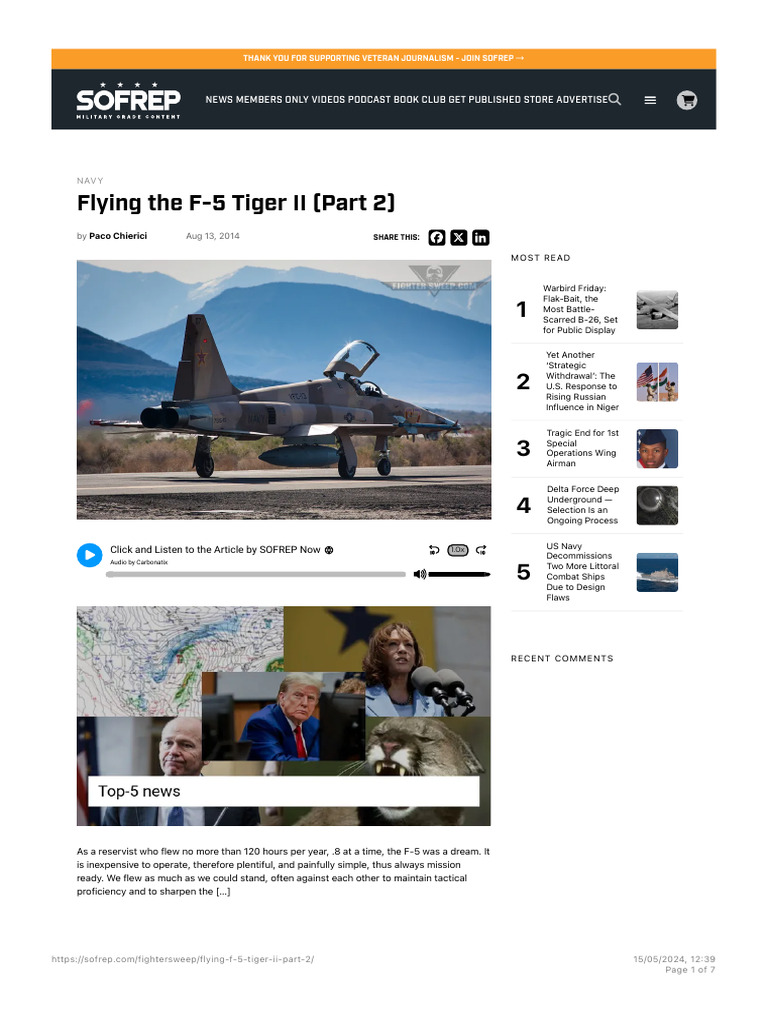 Flying The F-5 Tiger II (Part 2) - SOFREP | PDF | Military Science