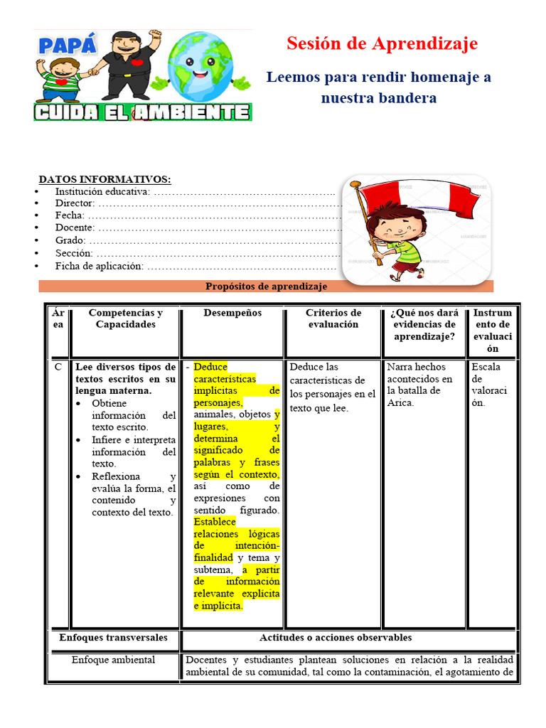 4° Sesión Día 3 Com Leemos para Rendir Homenaje A Nuestra Bandera ...