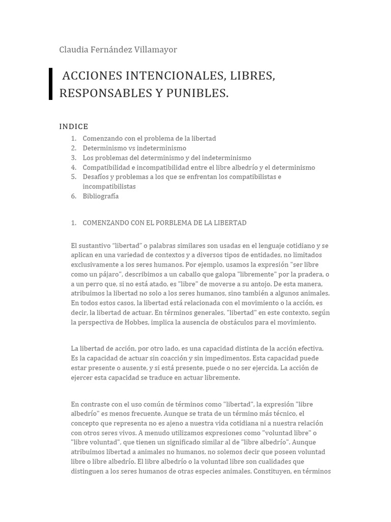 Libre Albedrío: Libertad y Determinismo | PDF | Libre albedrío | Determinismo