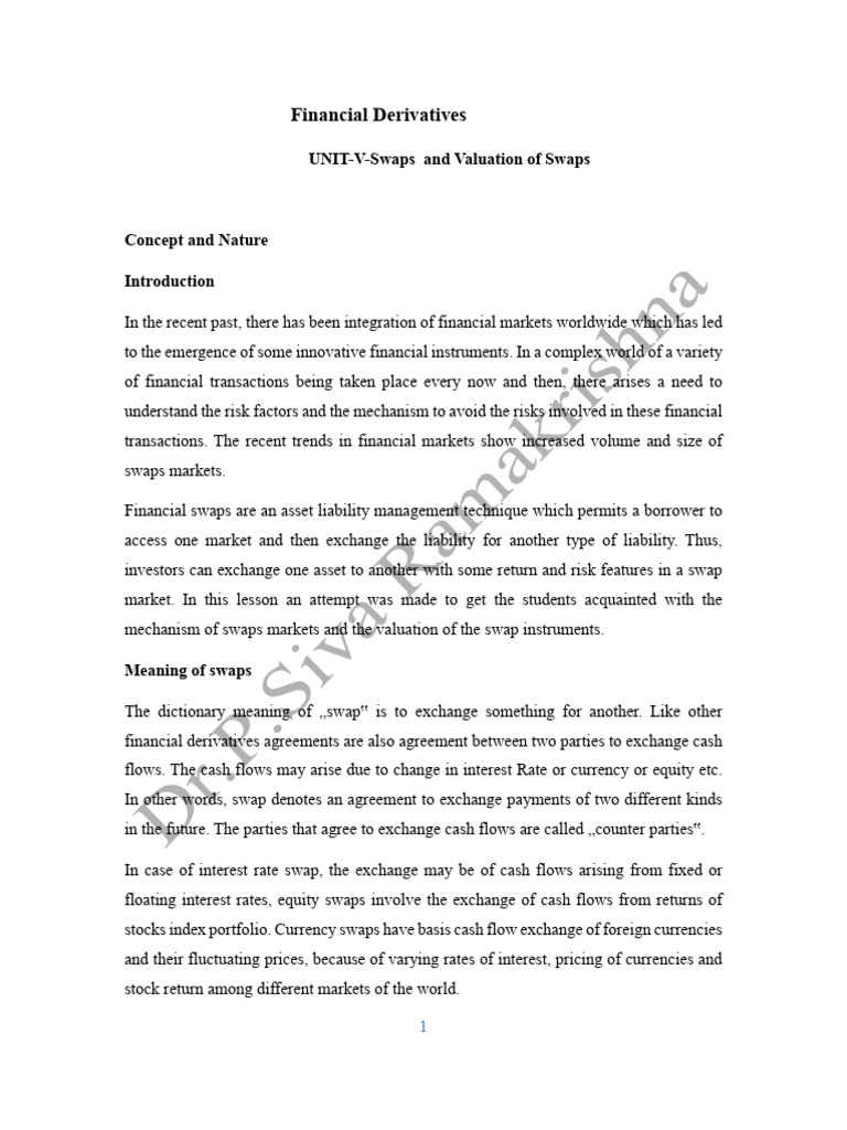 FD Unit-V | PDF | Swap (Finance) | Financial Risk