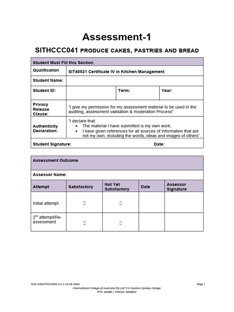 Cake, Pastry, and Bread Assessment Guide | PDF | Cakes | Dough