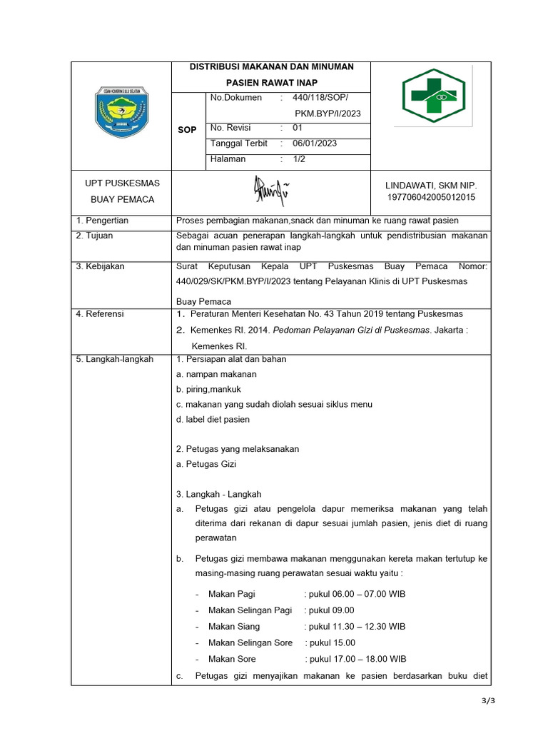 Ep C SOP DISTRIBUSI MAKANAN & MINUMAN PX RANAP | PDF