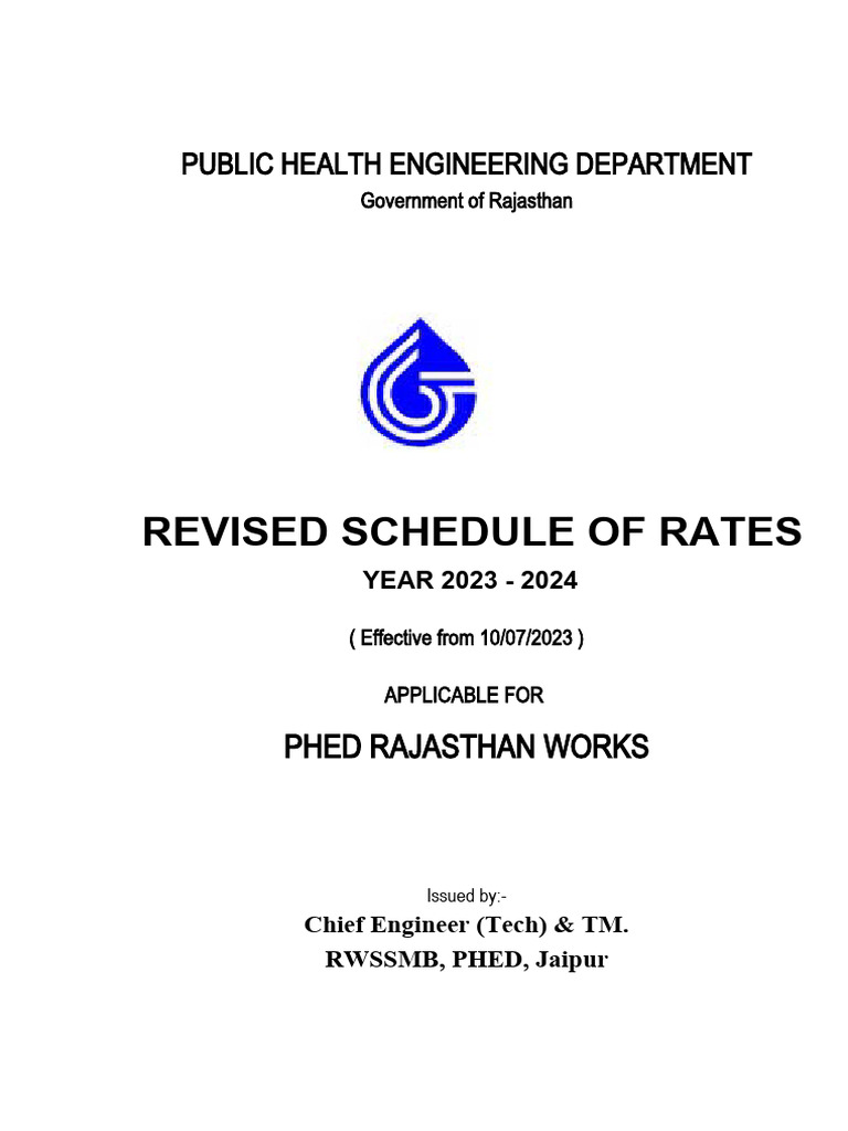 Revised PHED BSR 2023 | PDF | Pipe (Fluid Conveyance) | Materials