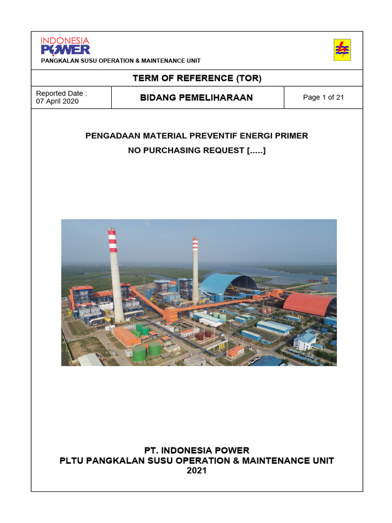Pengadaan Material Preventif Energi Primer | PDF | Teknologi & Rekayasa