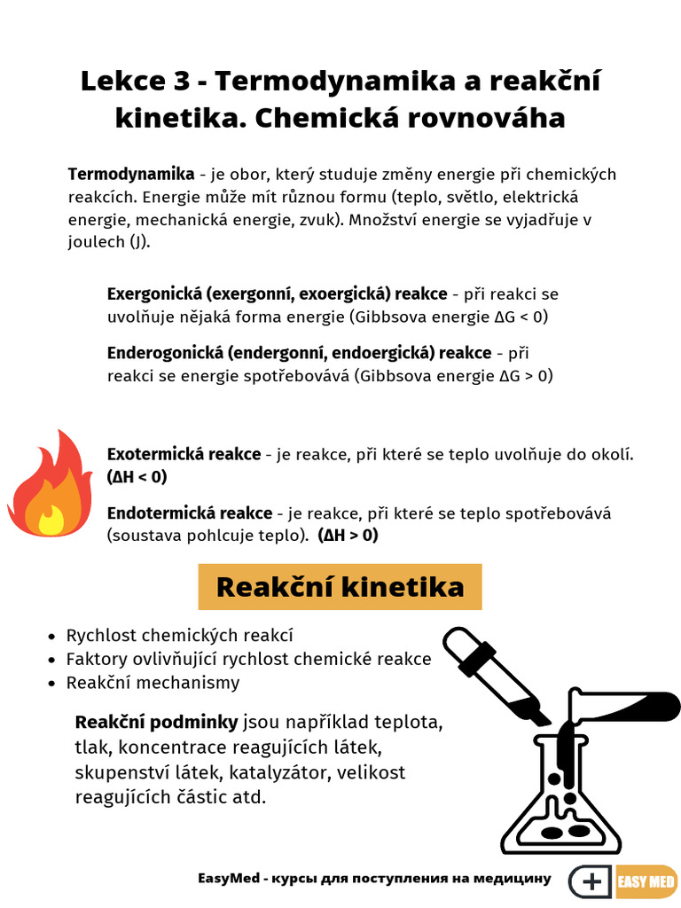 Lekce 3 - Chemická Kinetika A Termodynamika | PDF
