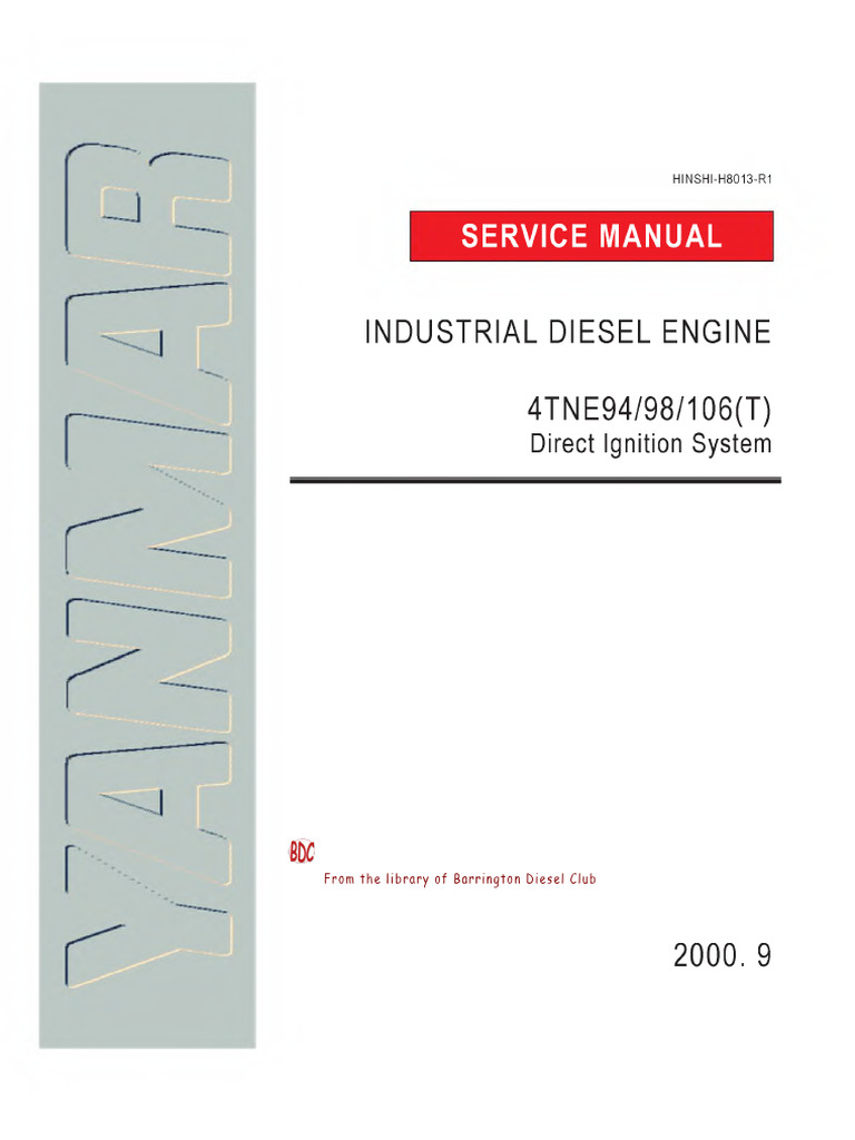 Yanmar 4nte 94 98 Workshop Manual Abby | PDF | Diesel Engine | Engines