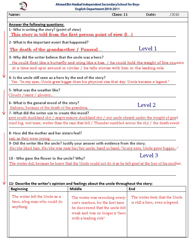 Lesson2 Worksheet | PDF | Grief