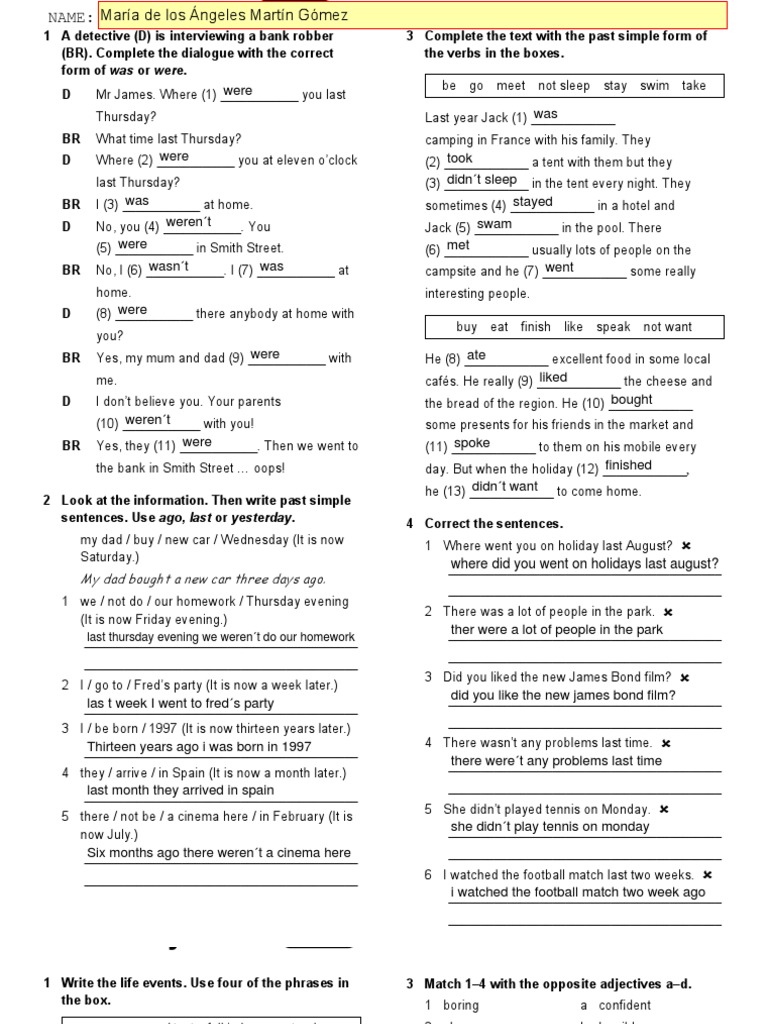 Detective Dialogue and Past Tense Exercises | PDF | Leisure