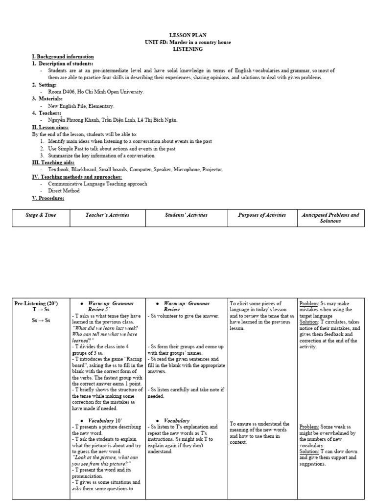 Tdip224 - Language Teaching Practice - Lesson Plan - Week 5 - Team 7a ...