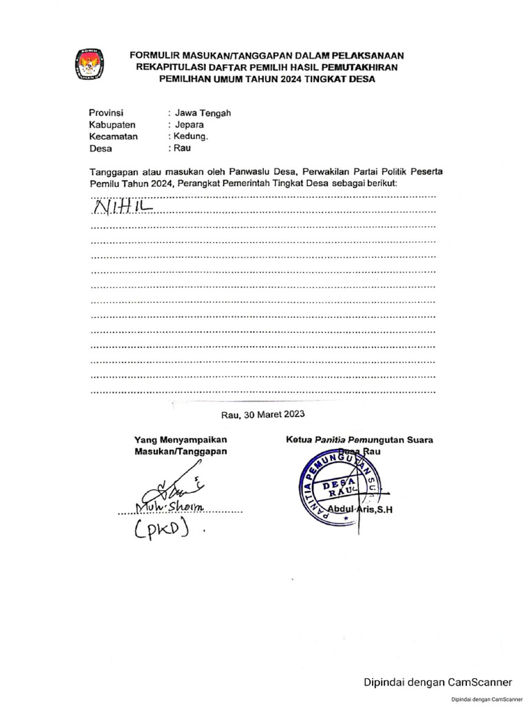 Formulir Dan Masukan | PDF