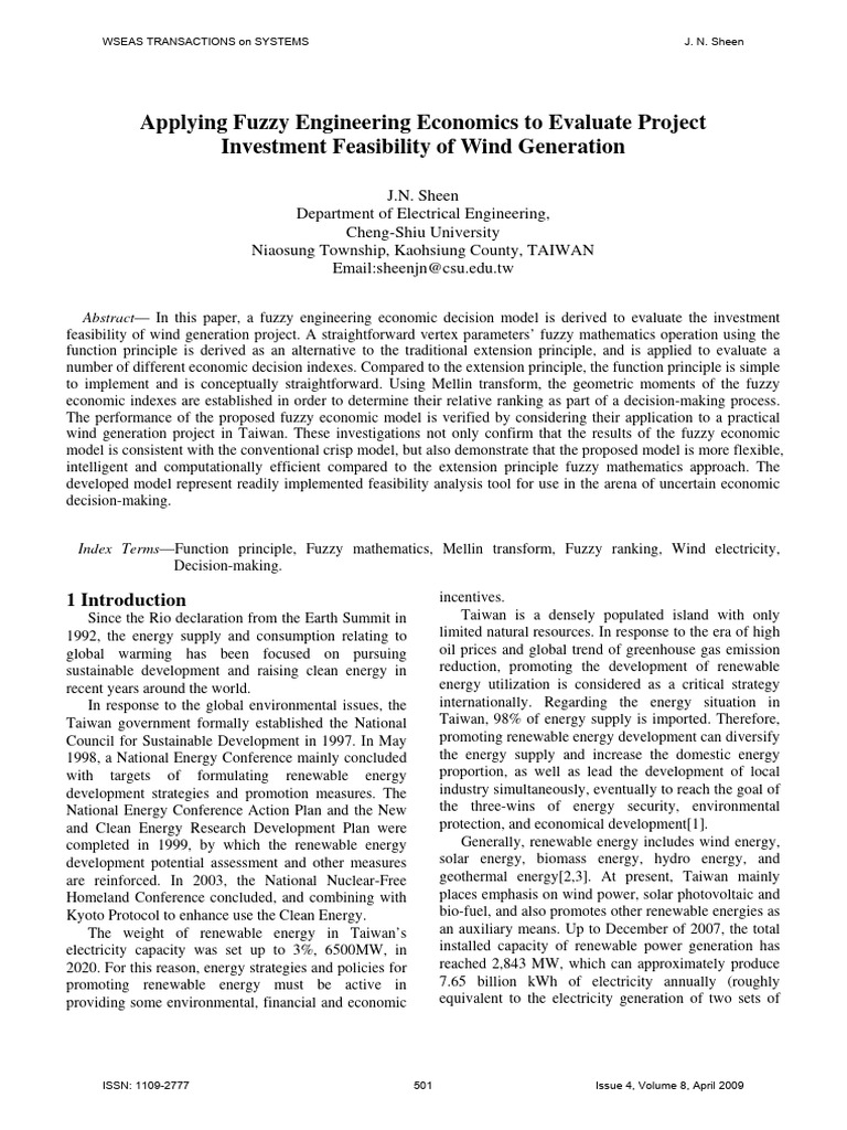 Applying Fuzzy Engineering Economics To Evaluate Project | PDF | Renewable Energy | Fuzzy Logic