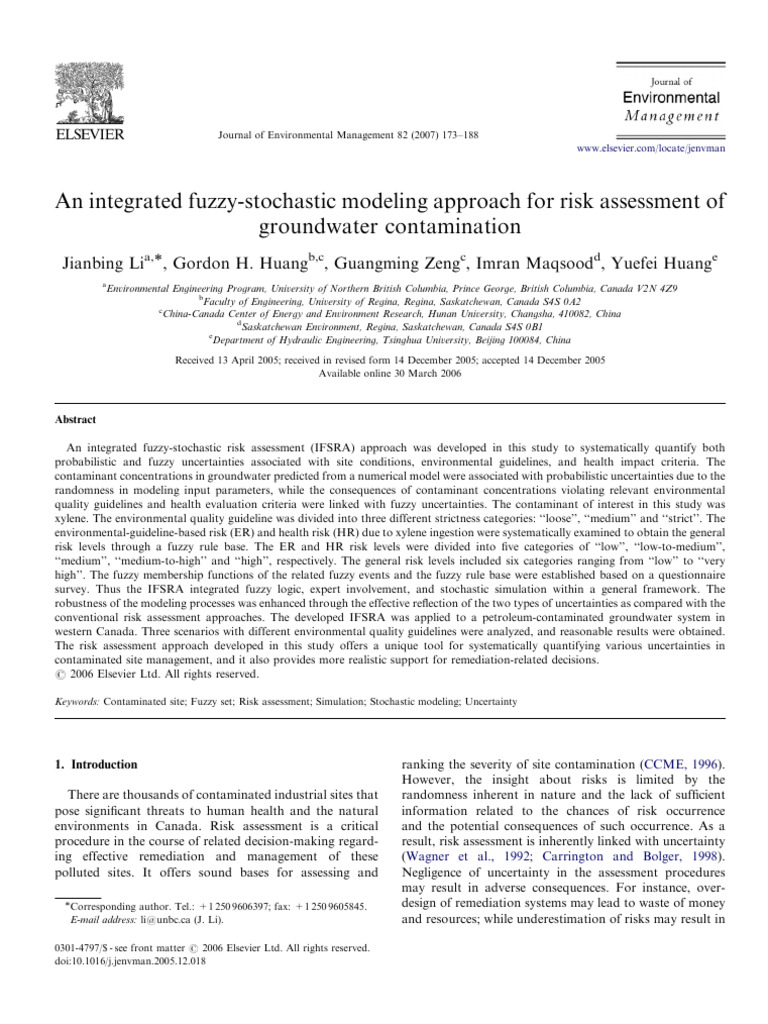 An Integrated Fuzzy-Stochastic Modeling Approach For Risk Assessment of | PDF | Risk ...