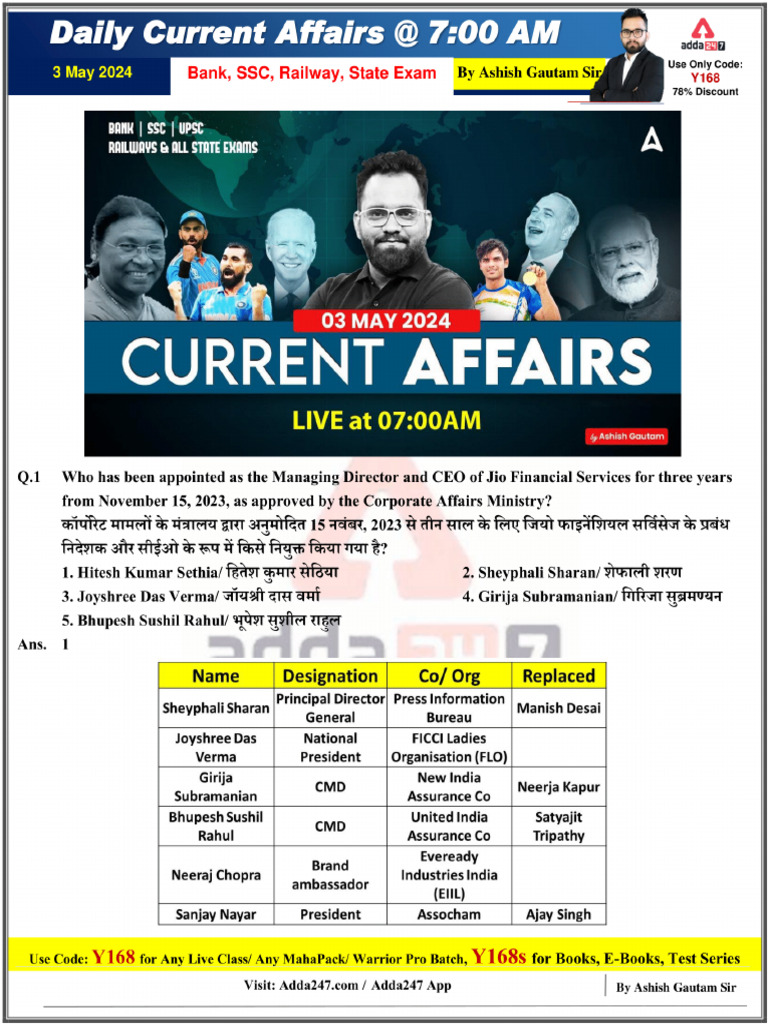 3rd May 2024 Current Affair New PDF | PDF