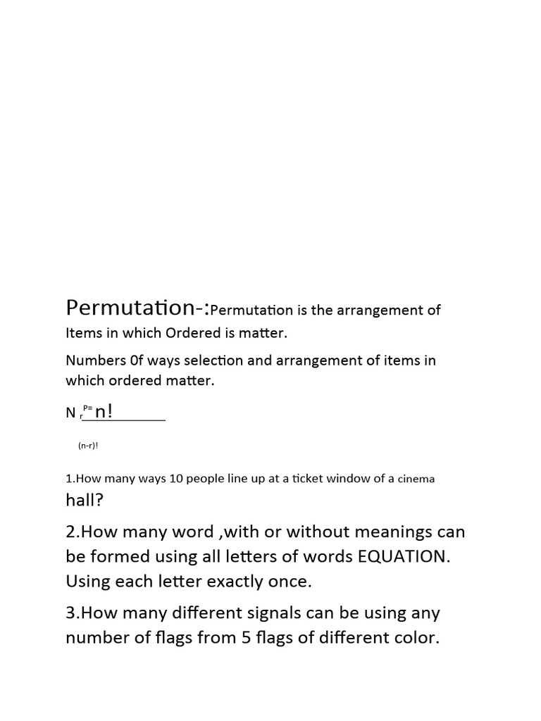 Permutation Problems and Solutions | PDF
