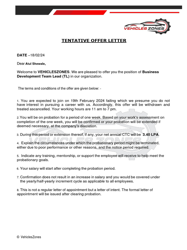 Atul Shewale - OfferLetter | PDF | Employment