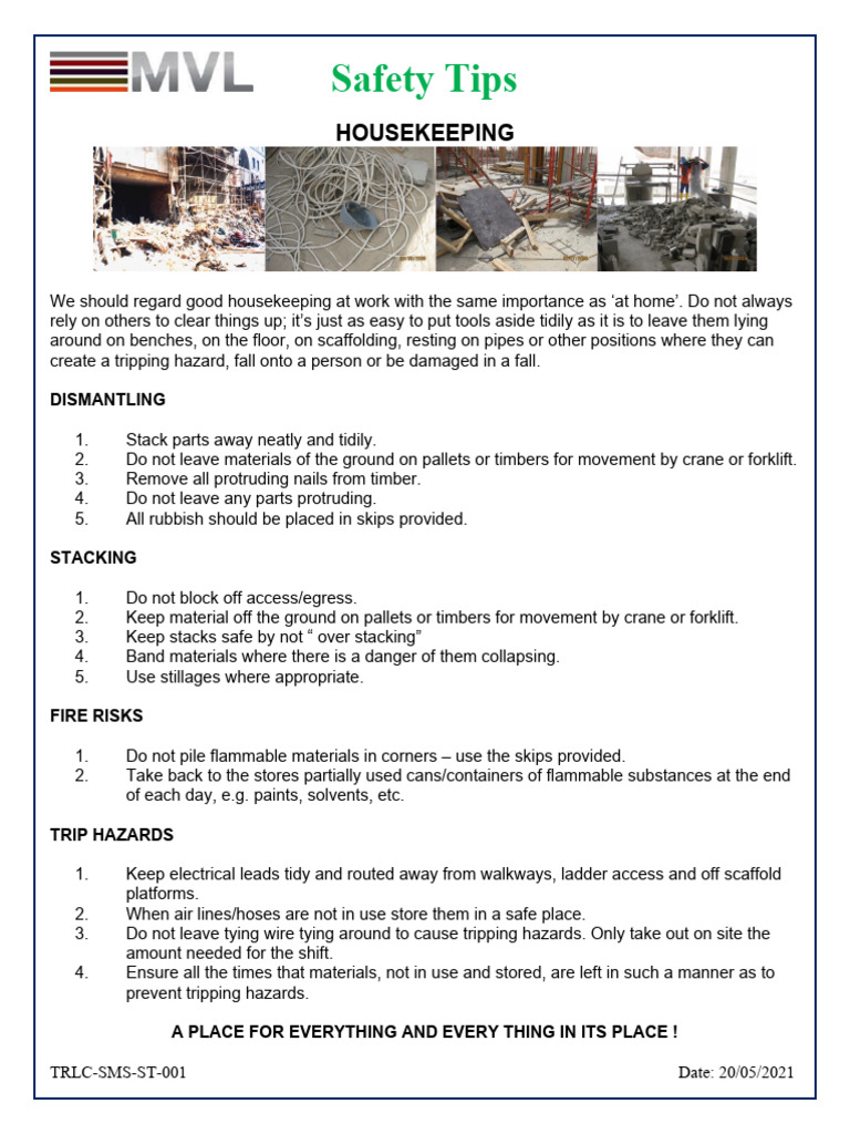 Safety Tips 001 - Housekeeping | PDF